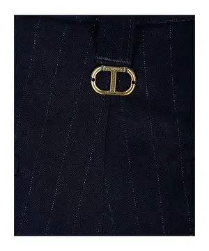 TWINSET Wide Leg Pinstripe Trousers