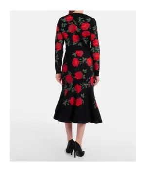 Carolina Herrera Floral Jacquard Midi Skirt