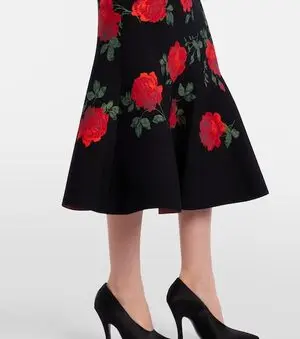 Carolina Herrera Floral Jacquard Midi Skirt