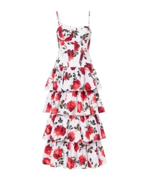 Carolina Herrera Floral Tiered Cotton-blend Corset Dress - Multicolor