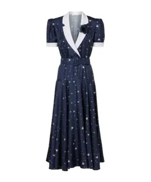 RODARTE Printed Silk Twill Midi Dress - Black