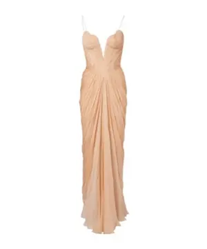 MARIA LUCIA HOHAN Cecilia Draped Silk Gown - Nude