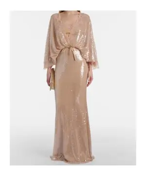 Elie Saab Lace-trimmed Sequined Mesh Gown