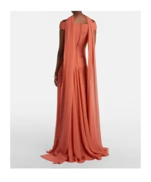 Elie Saab Gathered Silk Gown With Lace Trim