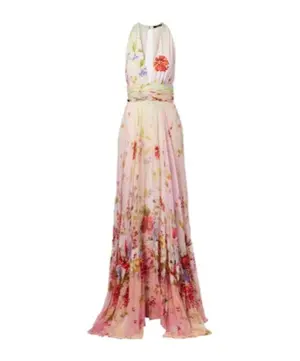Roberto Cavalli Floral Silk Gown - Nude