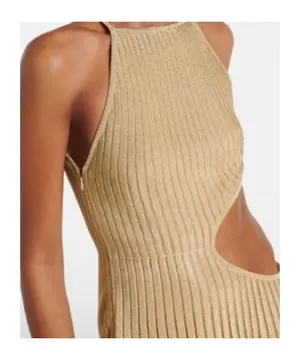 Roberto Cavalli Openwork Ribbed Knit Tulle Dress