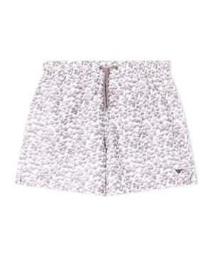 Emporio Armani Swim Shorts With All-over Logo - White