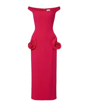 Magda Butrym Off-shoulder Cocktail Dress With Floral Appliqués - Pink