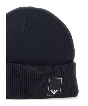 Emporio Armani Logo Patch Turn-up Brim Beanie