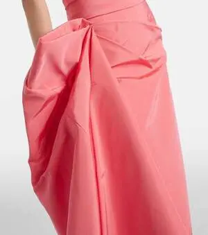 Monique Lhuillier Draped Asymmetric Silk Bustier Gown