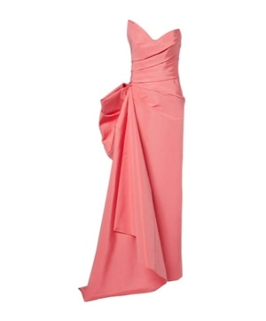 Monique Lhuillier Draped Asymmetric Silk Bustier Gown - Pink