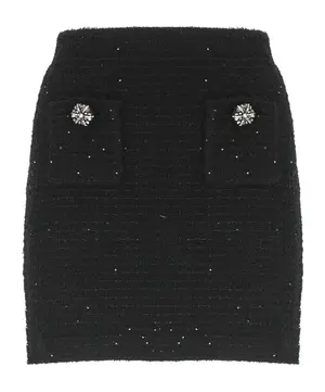 SELF-PORTRAIT Sequined Skirt - Black