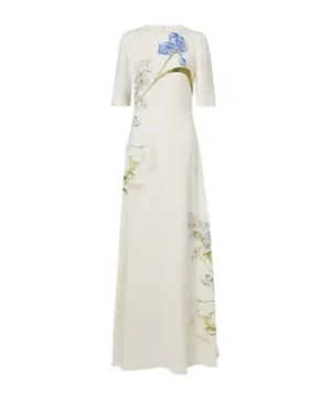 Monique Lhuillier Floral Gown - White