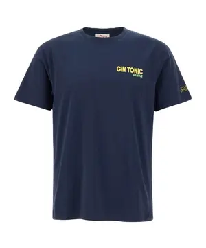 MC2 SAINT BARTH Graphic-print Logo-embroidered T-shirt - Blue