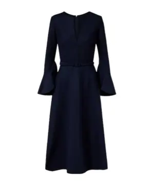 Oscar De La Renta Belted Wool-blend Midi Dress - Black