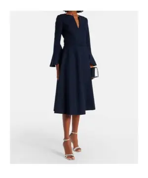 Oscar De La Renta Belted Wool-blend Midi Dress