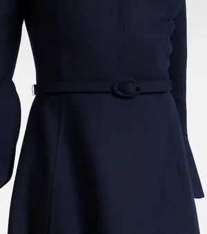 Oscar De La Renta Belted Wool-blend Midi Dress
