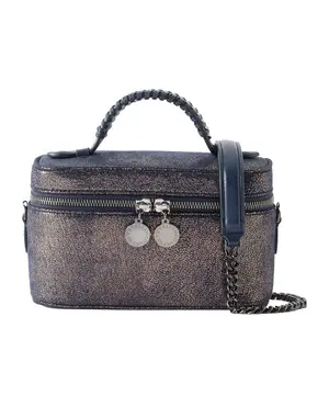 Stella McCartney Falabella Vanity Metallic Vegetarian Suede Shoulder Bag - Gray