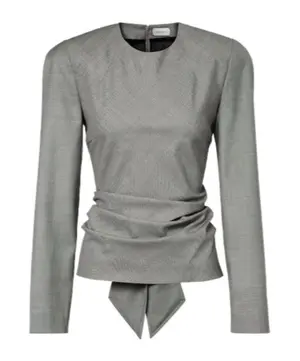 Magda Butrym Draped Wool Blouse - Gray