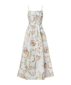 Camilla Printed Linen And Silk Bustier Dress - White