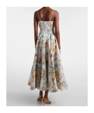 Camilla Printed Linen And Silk Bustier Dress