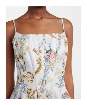 Camilla Printed Linen And Silk Bustier Dress
