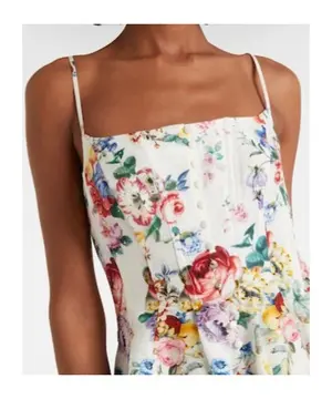 Camilla Embellished Floral Linen And Silk Minidress