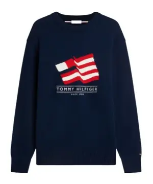 Tommy Hilfiger Crew Neck Long-sleeved Sweater - Blue