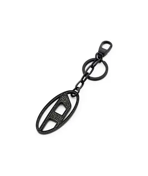 DIESEL® Oval D Keyring With Crystal Embellishments