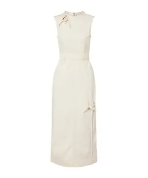 Erdem Floral-appliqué Denim Midi Dress - White