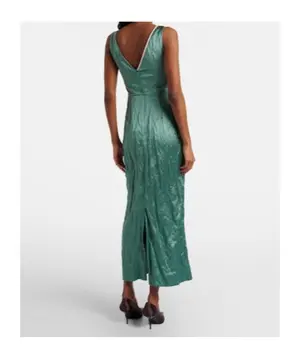 Erdem Floral-appliqué Satin Midi Dress