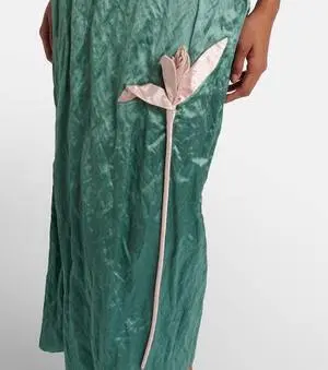Erdem Floral-appliqué Satin Midi Dress