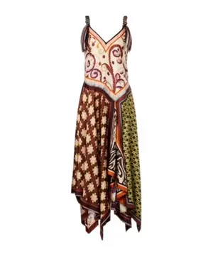 ALEMAIS Wilson Asymmetric Silk Twill Midi Dress - Multicolor