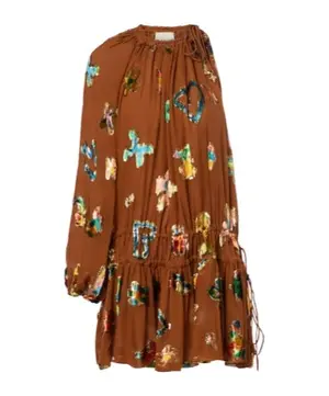 ALEMAIS Embroidered Silk-blend Mini Dress