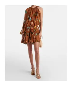 ALEMAIS Embroidered Silk-blend Mini Dress