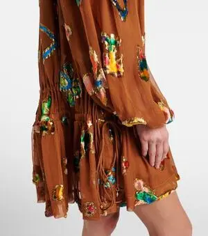 ALEMAIS Embroidered Silk-blend Mini Dress