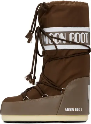 Moon Boot Icon Logo Printed Lace-up Boots - Brown