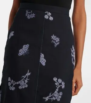 Erdem Wool And Cotton Jacquard Pencil Skirt