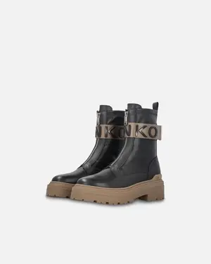 Pinko Logo Detailed Zipped Ankle Boots