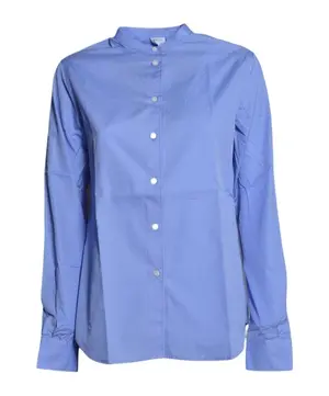 Aspesi Curved Hem Poplin Shirt - Blue