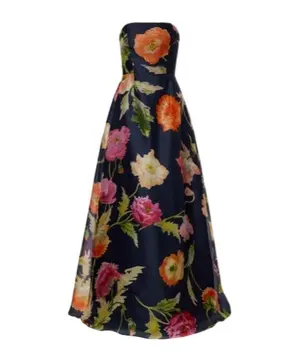 Carolina Herrera Floral Silk Gown - Black
