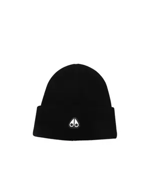 Moose Knuckles Logo Patch Knitted Beanie - Black