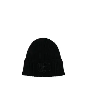 CHIARA FERRAGNI Eyelike-patch Beanie Hat - Black