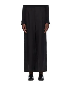 BASERANGE Domond Wide-leg Linen Trousers - Black
