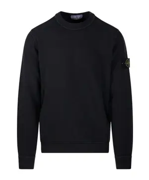 Stone Island Logo Patch Crewneck Sweatshirt - Black