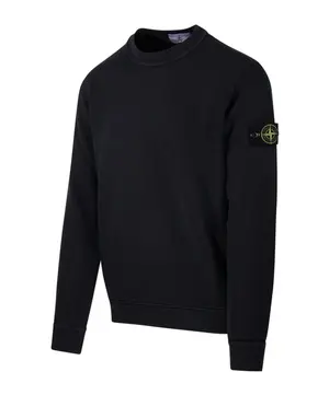 Stone Island Logo Patch Crewneck Sweatshirt - Black