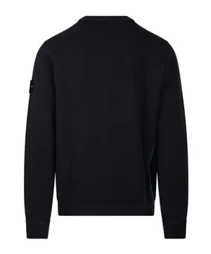 Stone Island Logo Patch Crewneck Sweatshirt - Black