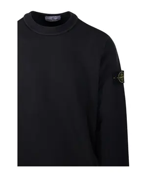 Stone Island Logo Patch Crewneck Sweatshirt - Black