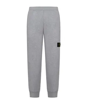 Stone Island Logo Patch Tapered-leg Sweatpants - Melange Grey