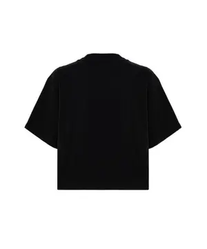 AUTRY Cropped Cotton Jersey T-shirt With Logo - Black